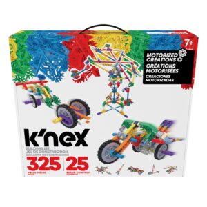 basic fun k'nex | motorised creations building set | 3d educational toys for kids, 325 piece stem learning kit, engineering for kids, 25 model building construction toy for children ages 7 85049