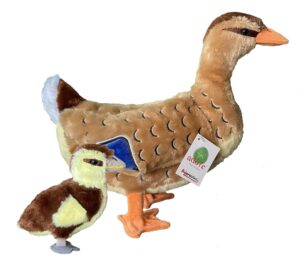 adore 13" standing mallory the mallard duck with duckling stuffed animal plush toy