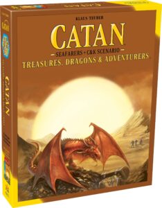 catan treasures, dragons and adventurers scenario expansion - strategy board game, family game for kids & adults, ages 12+, 3-4 players, 60-180 minute playtime, made by catan studio