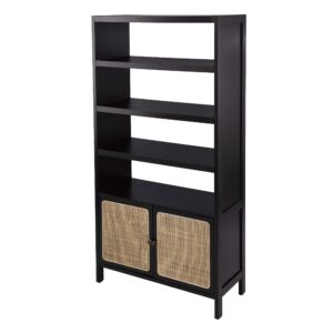 sei furniture carondale bookshelf, standard, black, gold, natural