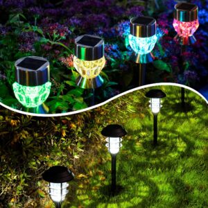 solpex 14 pack solar pathway lights,solar pathway lights outdoor, solar powered garden lights,diamond-like waterproof solar walkway lights for lawn, patio, yard, garden, pathway, walkway and driveway