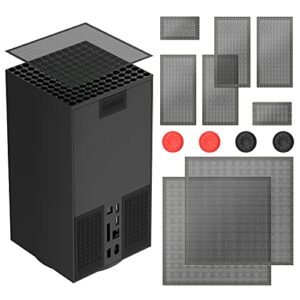 fastsnail dust proof cover for xbox series x, dust filter cover kit compatiable with xbox series x, include 2 pack pvc mesh filter cover and 4 rubber thumb grip cover