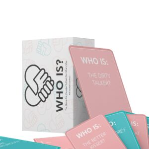 the couples company llc | who is? card game | 180 unique cards | perfect for date night & parties | prove who knows who best | made for 2-12 players