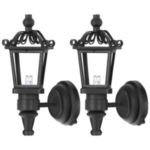 toyandona 2pcs dollhouse led wall sconces 1: 12 scale wall lamp simulation miniature furnitures for diy dollhouse living room mini toy wall lamp models black