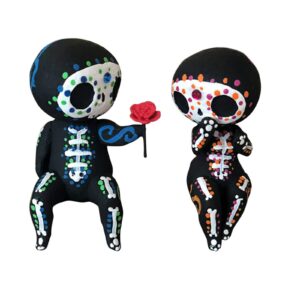 jocund a set of lovely sugar skull couple figurine statues,hand crafts resin ornaments,collectible figurines statues for home office garden cake topper decorations,wedding halloween decorations