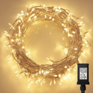 koopower indoor string lights, 69ft 200 led fairy lights plug in with remote timer 8 modes dimmable outdoor hanging lights for party, christmas, home decoration, garden, patio warm white