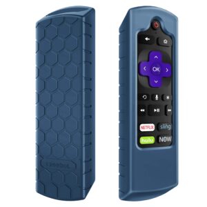 casebot remote case for roku voice, express hd / 4k+, ultra lt enhanced voice, express 3930, premiere+ 3921, streaming stick+ remote, honey comb anti slip shockproof silicone cover, cyan blue