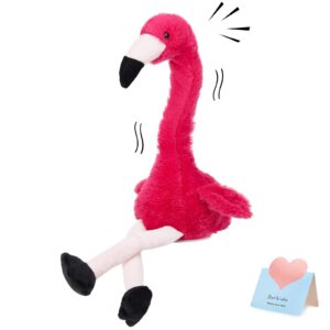 cozyworld 13’’ talking flamingo toy repeat what you said interactive cute plush toy flamingo stuffed animals birthday gifts for boys and girls, red