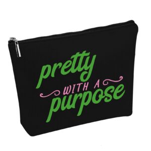 pink and green pretty with a purpose pouch make up bag graduation gift for sorority sister (pretty with a purpose)