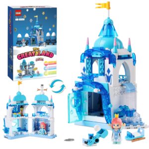 ddai girls building blocks toys frozen ice castle building kit for girls adorable construction toy palace brick set best birthday gifts for kids 8-12 years old (199pcs)