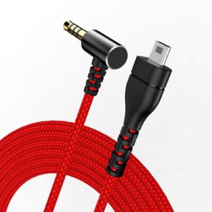 tonmom replacement for arctis headset cord, audio cable for steelseries arctis 7, arctis 5, arctis 3, arctis pro wireless, arctis pro gaming headsets cable, 6.5 feet/2.0 m nylon braided wire-red