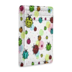 susiyo colorful ladybugs slim minimalist wallets rfid blocking card wallets pu leather front pocket wallets for men and women