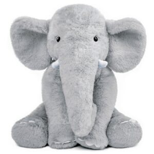 weigedu 13" gray elephant stuffed animal - plush toy for boys, girls, kids, baby shower, bedtime, birthday