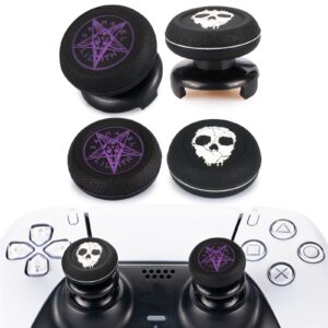 playrealm fps thumbstick extender x 2 & printing rubber silicone grip cover x 4 for ps5 & ps4 controller (ghost white&demon purple)