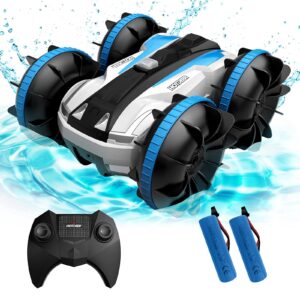 tecnock amphibious remote control car for kids,toys for 5-12 year old boys,2.4ghz waterproof rc stunt car rc boat, 4wd off road birthday gift water beach pool toys