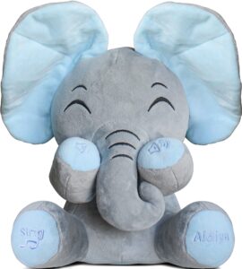 aidiya elephant stuffed animals baby gifts peluches ear interactive elephant talking singing plush toys for girls boys gift adjustable volume 11.8" set (blue)