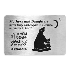 tawdull mom gifts for mothers day from daughter engraved metal wallet inserts cards mothers and daughters never truly part gift birthday cards mama bear present