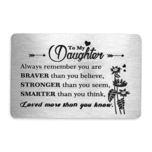 tawdull daughter gifts from dad mom engraved metal wallet inserts card inspirational graduation gift daughters birthday present always remember you are braver than you believe note cards