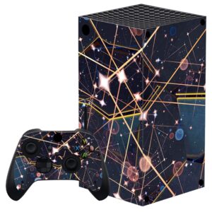 playvital galaxy geometric custom vinyl skins for xbox series x, wrap decal cover stickers for xbox series x console controller