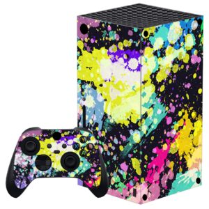 playvital watercolour splash custom vinyl skins for xbox series x, wrap decal cover stickers for xbox series x console controller