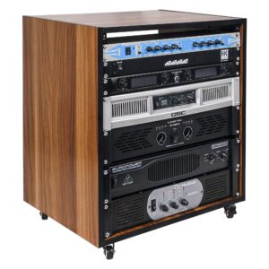 sound town diy 12u studio rack with furniture grade walnut laminate, rubber feet, casters (sdrk-12wn)