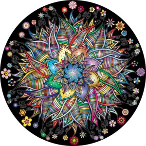 bgraamiens puzzle-flower whisper-1000 pieces round puzzle color challenge jigsaw puzzles for adults and kids