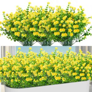 joyhalo artificial flowers for outdoors- plastic flowers 8 bundles fake flowers uv resistant faux plants outdoor for garden front porch door decor