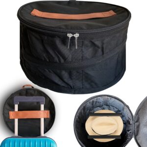 small hat storage box | travel hat bag | round pop-up storage container for fedoras and small hats | 13.5 inch wide | collapsible stackable | hat organizer | closet organization bin (black)