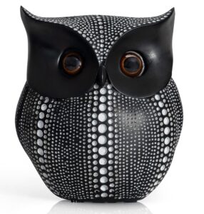 ornativity black owl statue figurine - animal sculpture home decoration for bedroom living room kitchen office bathroom house decor figurines 6"