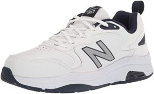 new balance men's 857 v3 casual comfort cross trainer, white/navy, 11.5