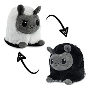 teeturtle - the original reversible llama plushie - black + white - cute sensory fidget stuffed animals that show your mood