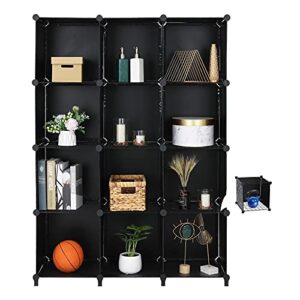 vingli portable closet wardrobe, 12 cube storage organizer, bookcases plastic storage closet, shelf unit, diy cube shelves for bedroom living room office