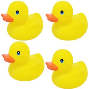 yellow rubber duck toy duckies for kids, bath birthday gifts baby showers classroom incentives, summer beach and pool activity, 3.5" inch (4-pack)