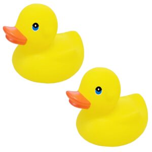 yellow rubber duck toy duckies for kids, bath birthday gifts baby showers classroom incentives, summer beach and pool activity, 3" inch (2-pack)