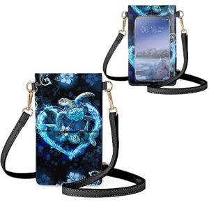 biyejit floral turtle touch screen purse fits most smartphones – stylish crossbody with shoulder strap keeps cash, credit cards, phone screens safe