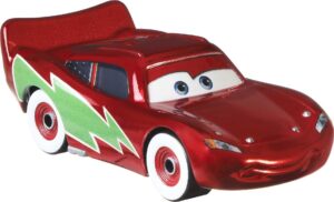 disney car toys holiday hotshot lightning mcqueen, miniature, collectible racecar automobile toys based on cars movies, for kids age 3 and older