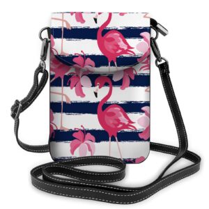 beabes pink flamingo crossbody cell phone purse animal bird tropical flower floral summer leafwallet handbag