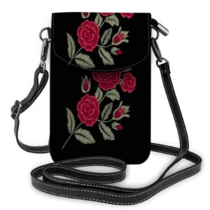 beabes red rose crossbody cell phone purse flower floral romantic watercolor embroiderywallet handbag