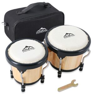 eastrock bongo drum 4” and 5” set for adults kids beginners professionals tunable wood and metal drum percussion instruments with tuning wrench