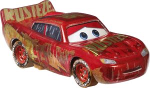 disney cars and pixar cars die-cast singles muddy rusteze racing center lightning mcqueen, 1:55 scale fan favorite character vehicles, gift for kids ages 3 years and older