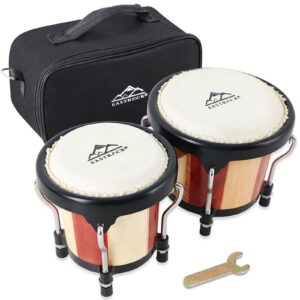 eastrock bongo drum 4” and 5” bongos drum set for adults kids beginners professionals tunable wood and metal drum percussion instruments with tuning wrench