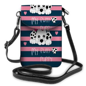 beabes dog crossbody cell phone purse sweet dalmatian puppy animal cartoon love pet spotty heart wildwallet handbag