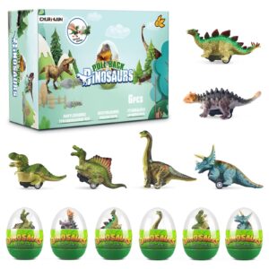 cyurmjun dinosaurs eggs toys for kids, eggs filler dinosaur pull back cars toy, dino vehicles toys for boys girls birthday gifts(6pack)