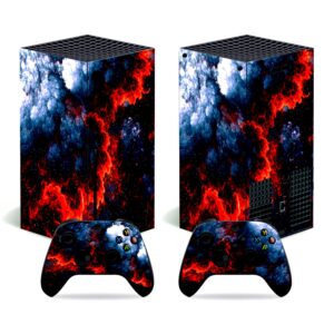 skin for xbox series x, whole body vinyl decal protective cover wrap sticker for xbox series x console and wireless controller (colourful fire)