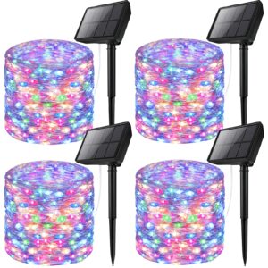 solar string lights outdoor extra-long 288ft 800 led super bright fairy lights waterproof 4-pack each 72ft 200 led solar powered halloween christmas lights with 8 modes for garden wedding (multicolor)