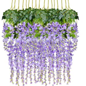 dearhouse 6 pieces 3.6 feet artificial wisteria garland, artificial flowers garland silk wisteria vine hanging flower for wedding home party garden outdoor