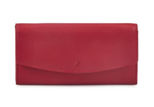 zinda genuine leathers women’s wallet purse flap over rfid protection (crimson)