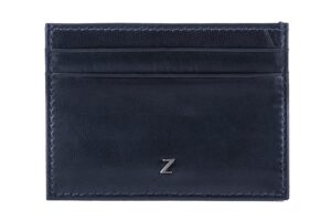 zinda genuine leathers card holder slim wallet rfid protection unisex (navy)