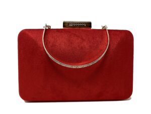 cirilla women velvet evening bag clutch purse crossbody bag with handle and chain for wedding cocktail party banquet (red)