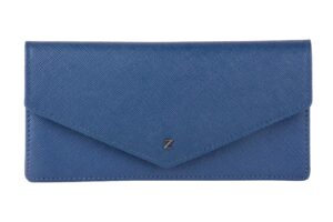 zinda genuine leathers women’s wallet flap over long purse rfid protection (blue)